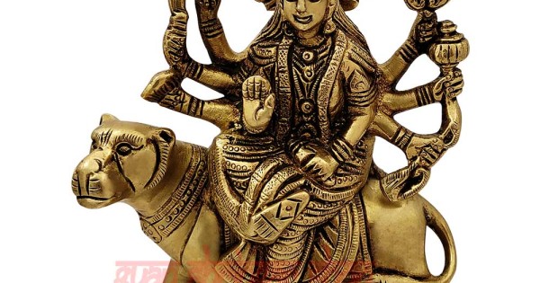 Ambe Mata sitting on Tiger Statue in Brass Goddess Ashtabhuji 8 Metals ...
