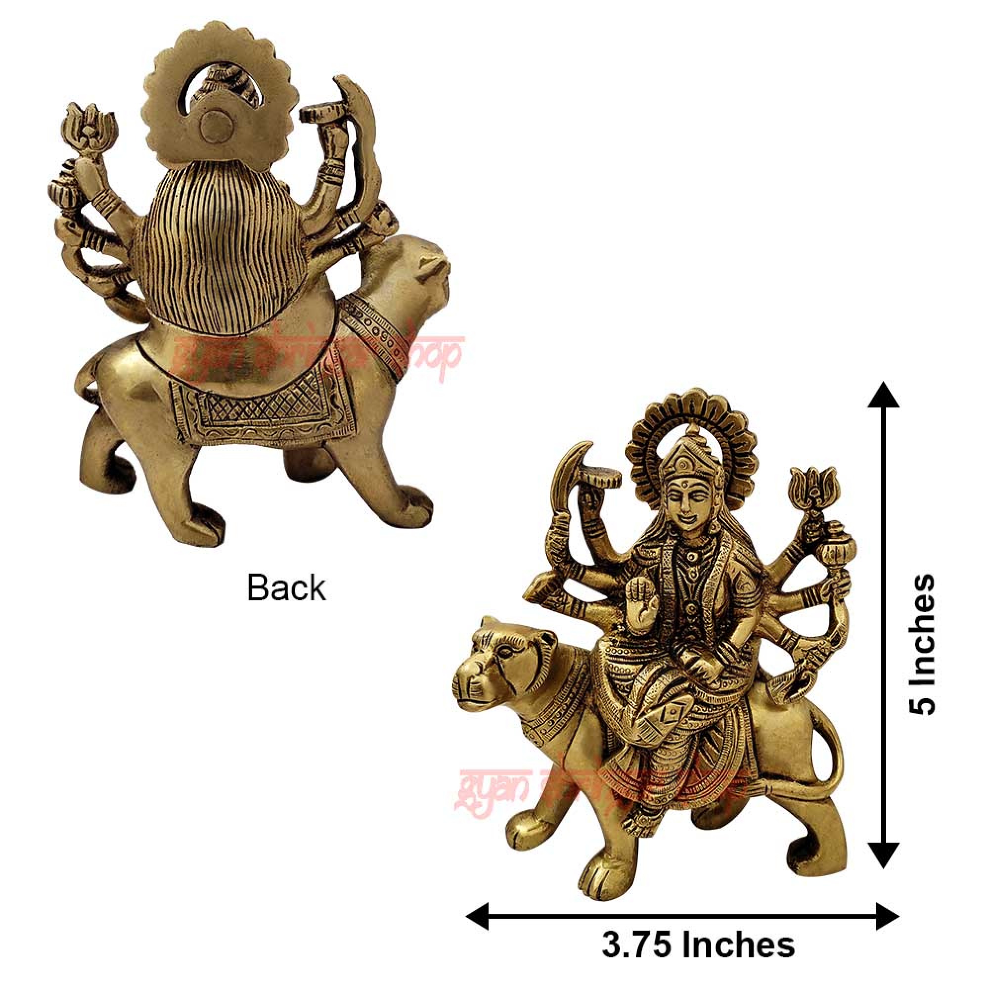 Ambe Mata sitting on Tiger Statue in Brass Goddess Ashtabhuji 8 Metals ...